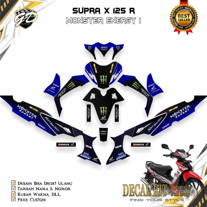 Decal Supra X 125 R Full Body Stiker Supra X 125 R Full Body Monster ...