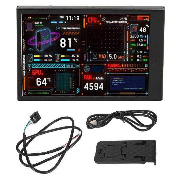 Computer Temp Monitor Pc Cpu Data Monitor Customizable Layout 3.5 Inch ...