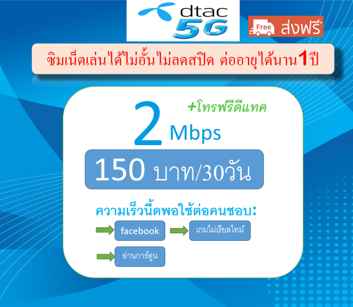 ซิมเน็ตดีแทค ซิมเทพ Dtac 2เมก เน็ตไม่อั้น+โทรฟรีดีแทค ซิมเติมเงินซิมลงทะเบียนพร้อมใช้งาน ...