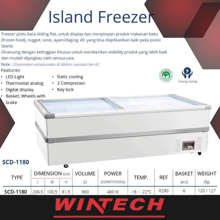 Gea SCD-1180 Island Freezer - Freezer Pembeku Pintu Kaca Datar Geser ...