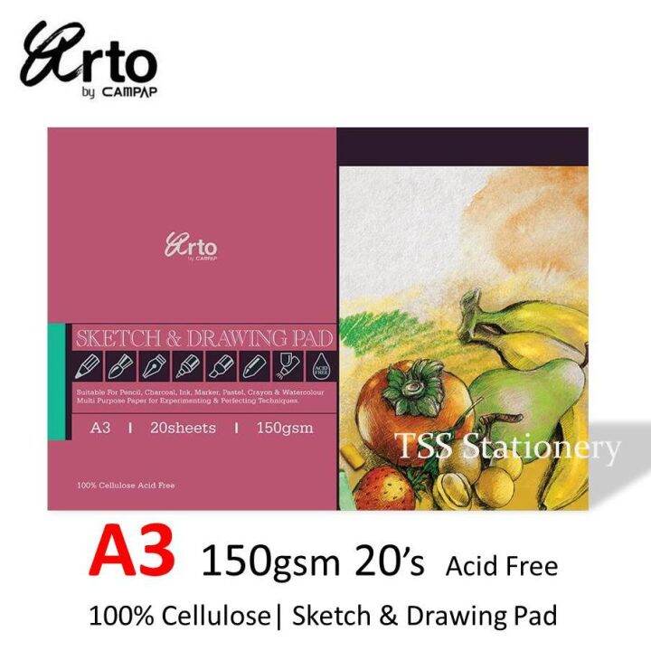 Campap Arto Sketch & Drawing Paper Pad A3 150gsm/20 Sheet - Multi ...