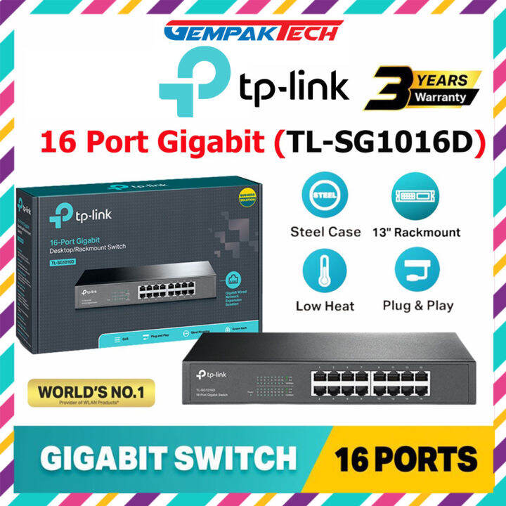 TP-Link 16 Port Gigabit 10/100/1000Mbps Desktop Rackmount Switch TL ...