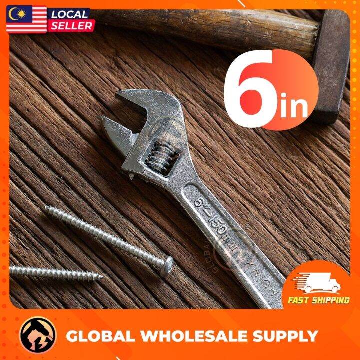 KNIGHT 6" Adjustable Spanner Wrench Spana Hidup With Scale Heavy Duty ...
