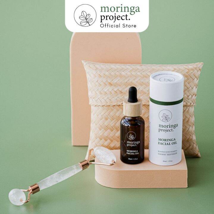 Moringa Project น้ำมันมะรุม ชุดโรลเลอร์หินกลิ้งนวดหน้า | Lazada.co.th
