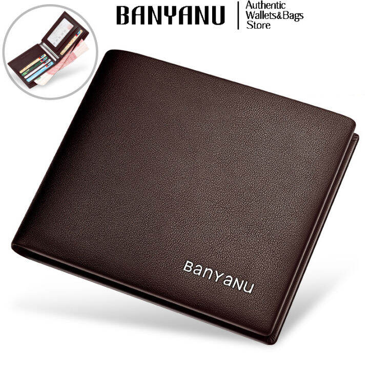 BANYANU กระเป๋าสตางค์หนังแท้แบบนุ่มผู้ชายกระเป๋าสตางค์ขนาดเล็กพร้อมช่อง ...
