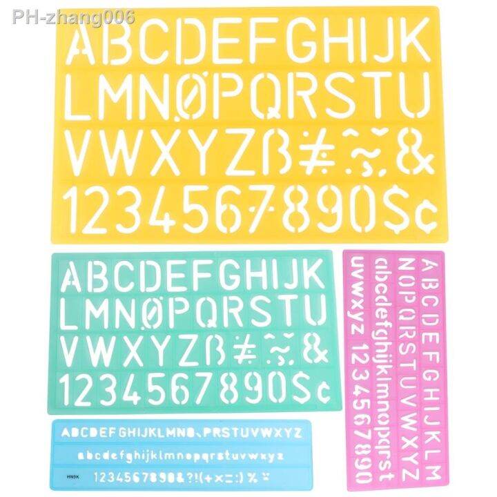 4pcs Stencil Rulers Supplies Stencils Drawing Set Journal Letter ...