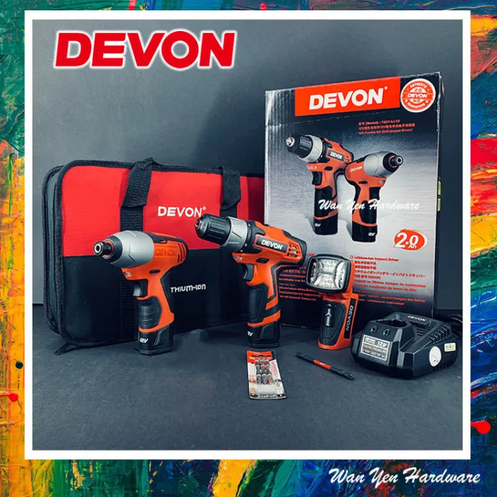 🔥Heavy Duty🔥Devon 12V Combo Cordless Drill (Screwdriver Drill + Impact ...