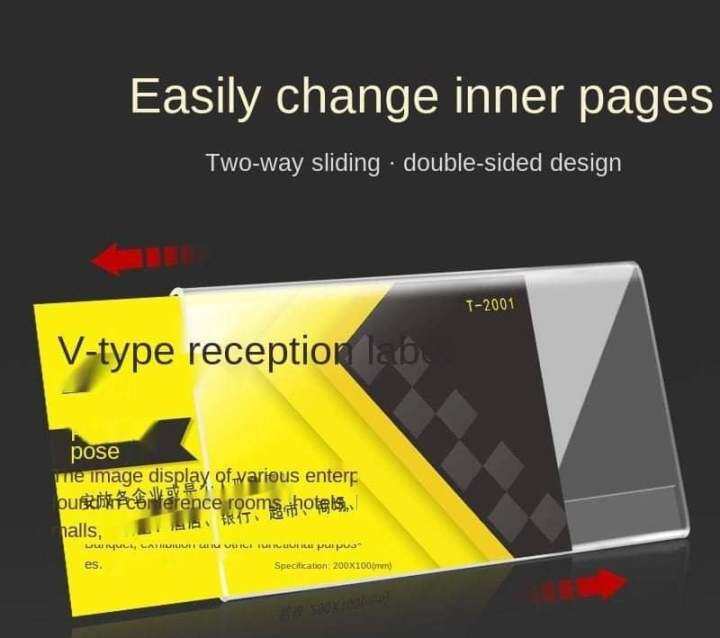 Acrylic Table Board Stand Triangle Standee Double Sided Reception Label ...