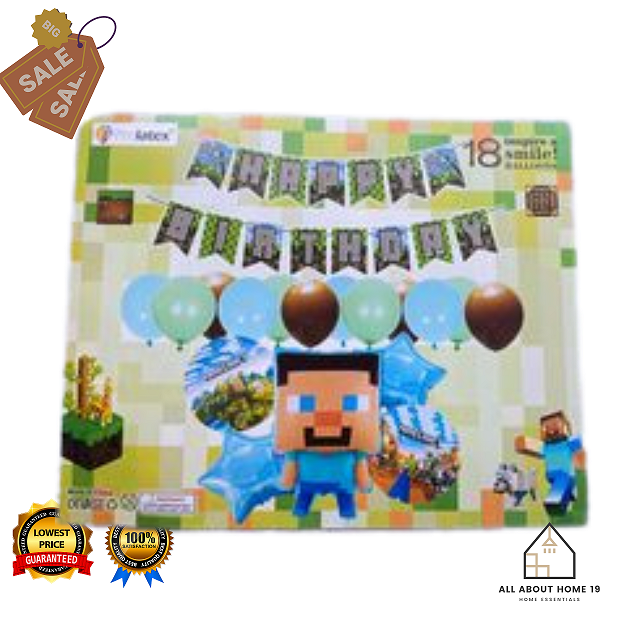 Minecraft Theme Birthday Party Supplies Pixel Style Gamer Party ...