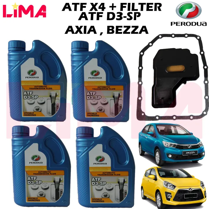 PERODUA AXIA , BEZZA ATF SP D3 AUTO TRANSMISSION OIL X4 + FILTER | Lazada