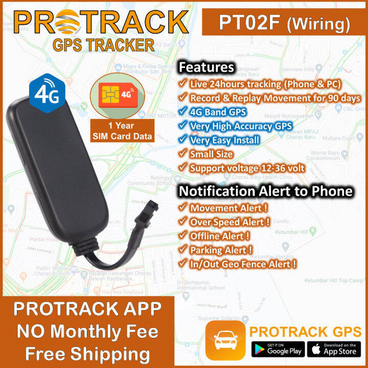 [Singapore, Thailand & Malaysia] GPS Tracker PT02F 4G Easy Install [12 Months GPS Data Included ...