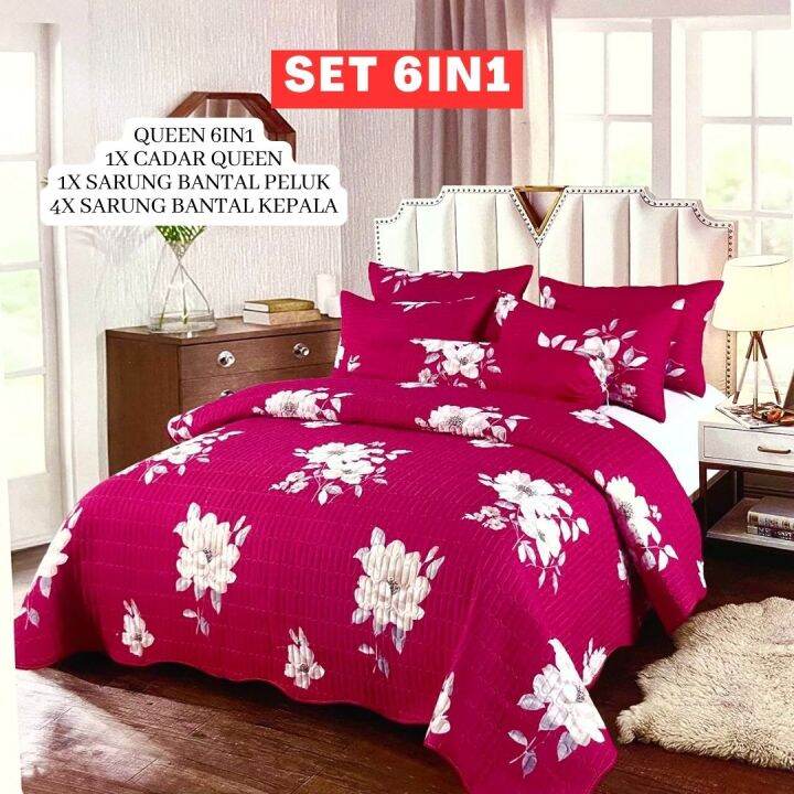 Cadar Patchwork Set 6 IN 1 ( SUPER QUEEN ) Bed Sheet VOL 7 NEW UPGRADE ITALIAN DESIGN 2024 | Lazada