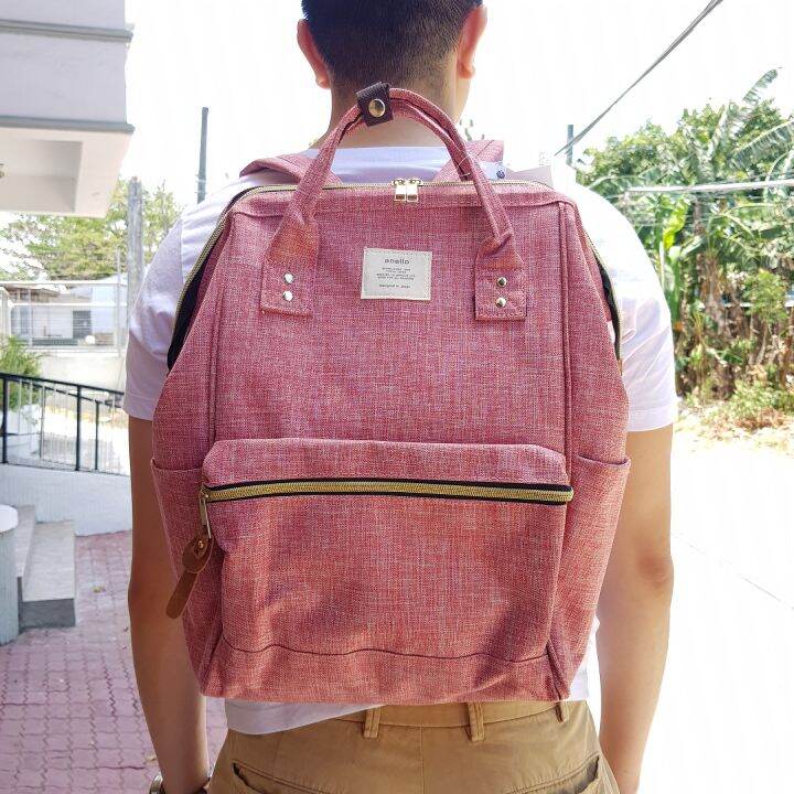 Original A.N.E.L.L.O Classic Light Red Canvas Backpack | Lazada PH