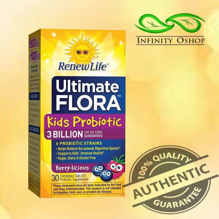 Renew Life Ultimate Flora Kids Probiotic, 3 Billion Live Cultures 30 ...