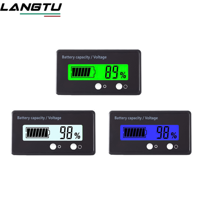 LANGTU LCD Battery Capacity Monitor Gauge Meter Lead Acid Battery ...