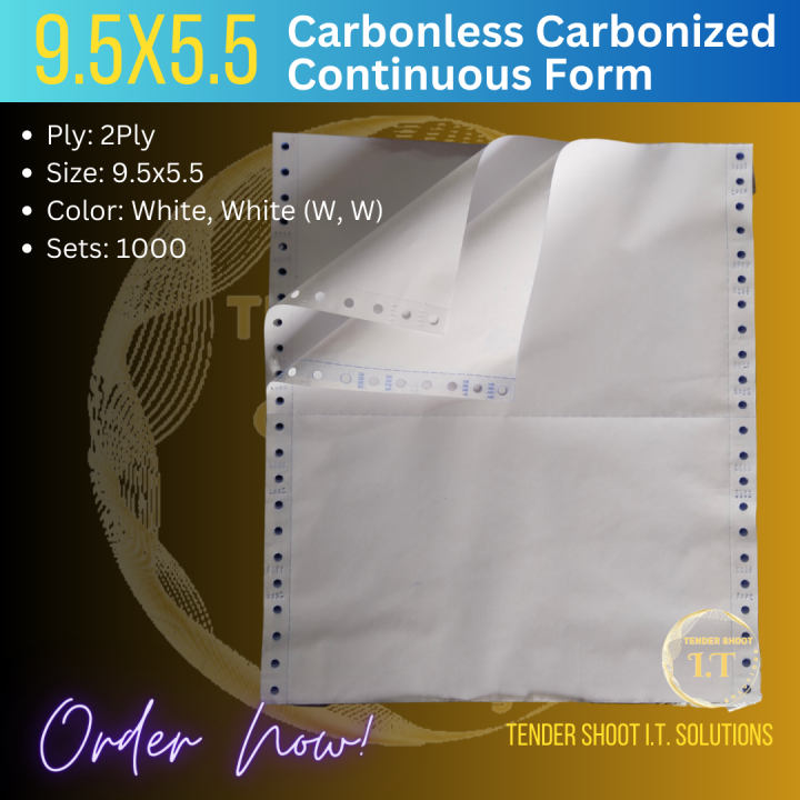 2 Ply 2Ply Carbonless Carbonized Continuous Form 9.5 x 5.5 High Quality ...