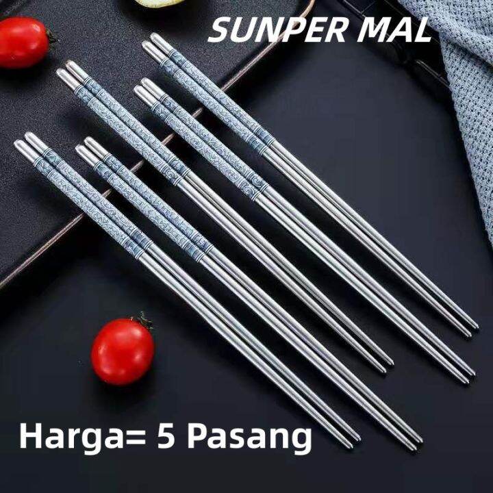 Sumpit stainless isi 5 pasang | Lazada Indonesia