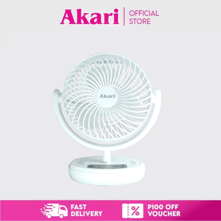 Akari 6" Rechargeable Desk fan w/ Night Light Function (ARF-606) | Lazada PH