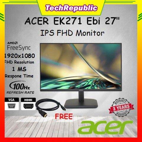 ACER EK271 Ebi 27" FHD IPS MONITOR ( 1920x1080 , 100Hz , 1ms , VGA ...