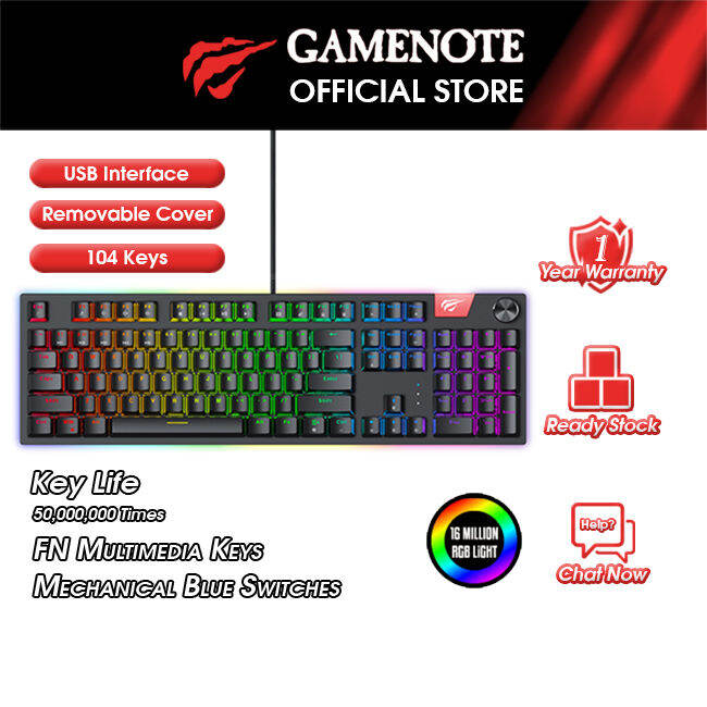 GAMENOTE KB862L USB RGB Backlit Mechanical Gaming Keyboard (Removable ...