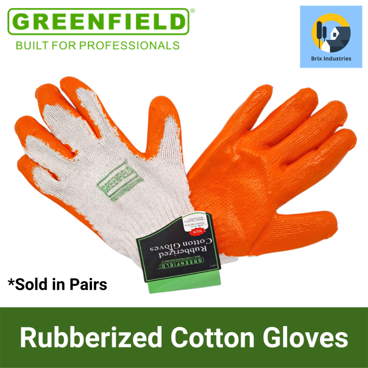 Greenfield Rubberized Cotton Gloves 1 pair Construction Materials Brix ...