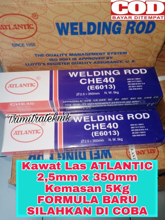 Kawat Las Atlantic 2,5mm Kemasan 5Kg AWS 6013 Atlantic Formula Baru ...