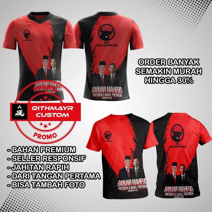 kaos atasan baju partai custom capres ganjar-mahfud art 4 Fullprint 3D ...