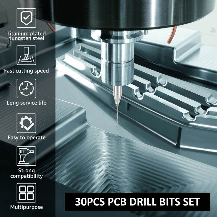 ชุดดอกสว่าน PCB 30ชิ้น0.1-3.0มม. ทนต่อการสึกหรอไมโครเกลียวดอกสว่านดอก ...