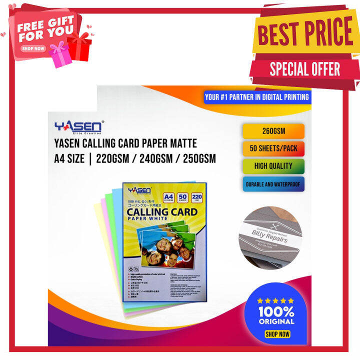Calling Card Paper Matte A4 Size 220GSM /250GSM (50 Sheets/Pack ...