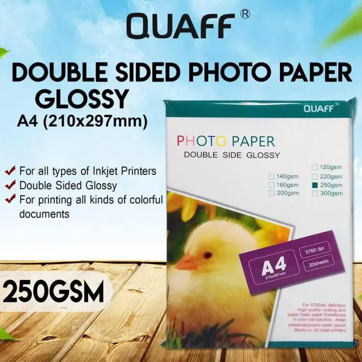 1 Pack Quaff 250gsm Double Sided Photo Paper Glossy A4 Size50 Sheets ...