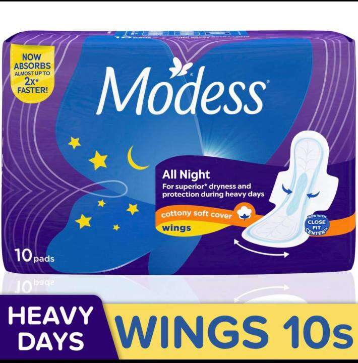 MODESS All Nights Sanitary Napkin with Wings ( 10 Pads per Pack ...