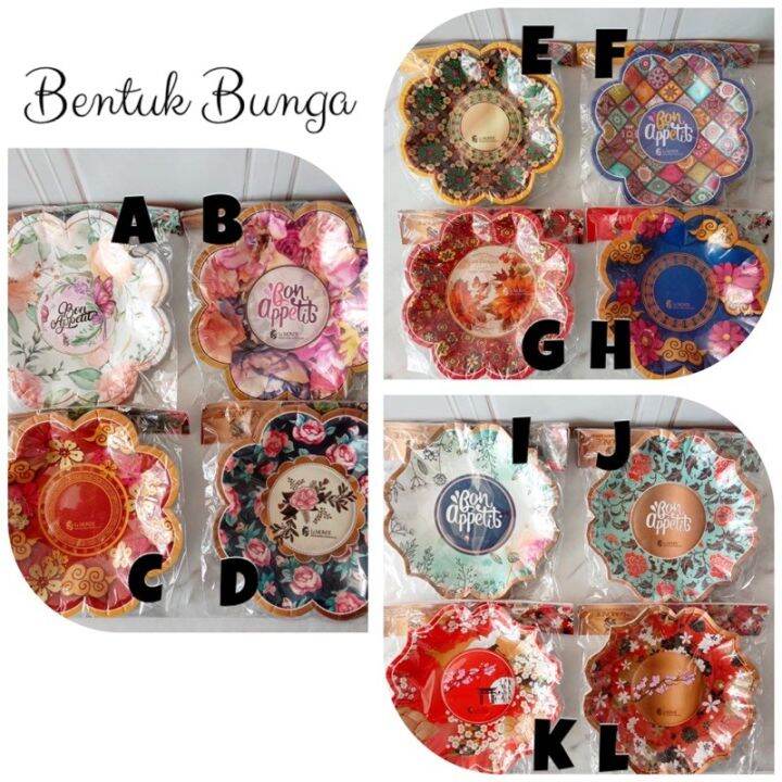 [8pc] piring bunga motif shabby piring kue premium piring kue bunga ...