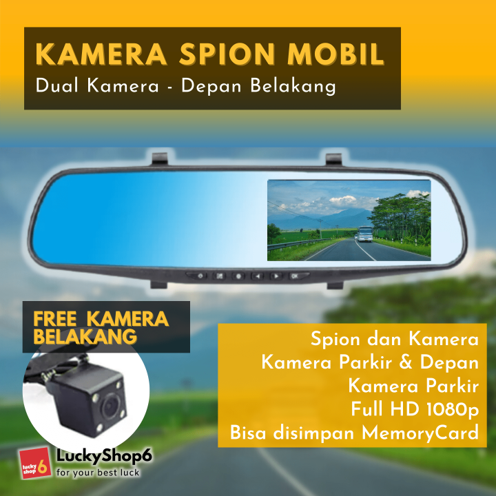 (FREE Parkir Cam) Kamera Spion Mobil FULL HD 1080p Dashcam Camera Kaca ...