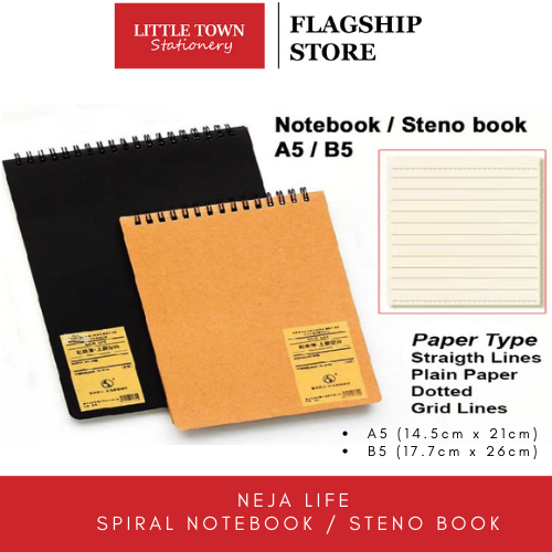 Neja Life Spiral Notebook / Steno Book Size A5 / B5 | Lazada PH
