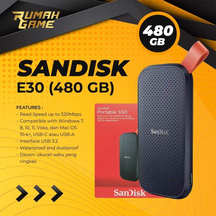 Sandisk Portable SSD 480GB/1TB Speed 520mbps Step up to SSD - 480GB | Lazada Indonesia
