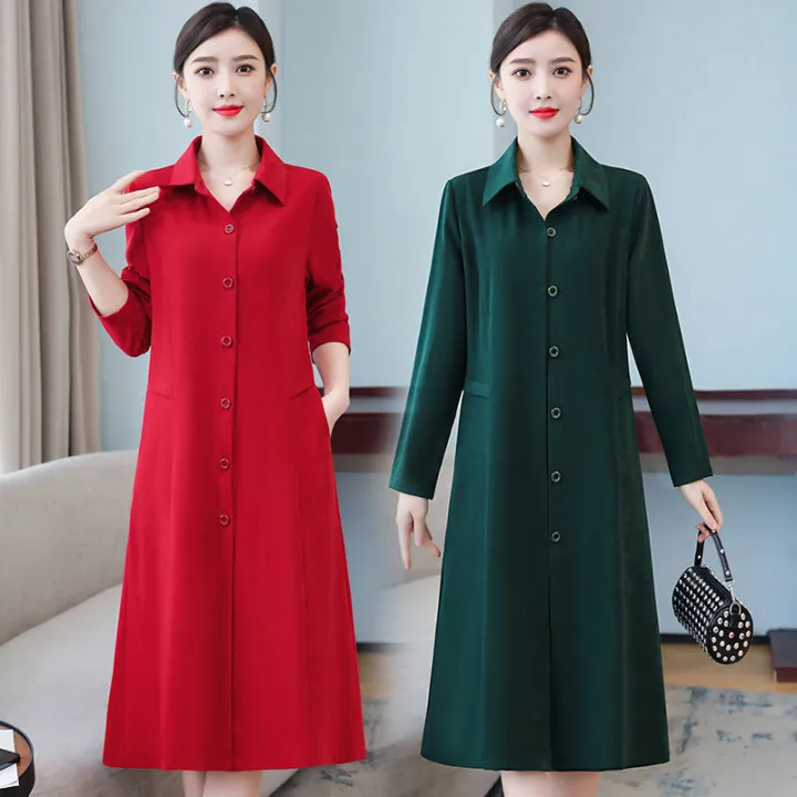 2022ใหม่แม่ฤดูใบไม้ร่วงชุด T Rench Coat เสื้อขนาดกลางยาวเสื้อวัยกลางคน ...