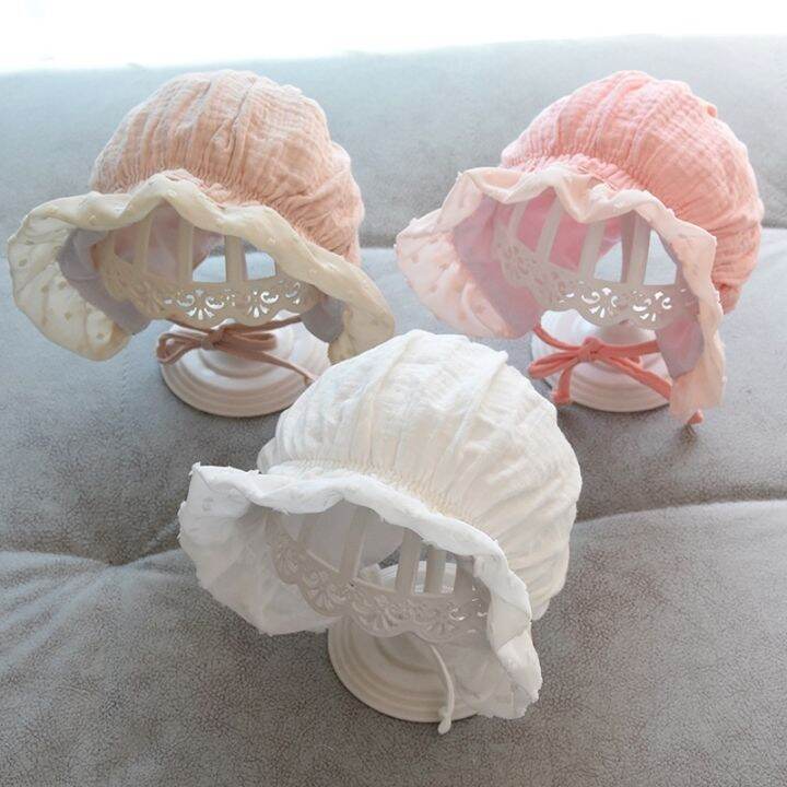 COD Borg O'Connor หมวกผ้าฝ้ายจับจีบพิมพ์ลายลูกไม้จับจีบแบบนุ่มน่ารัก ...