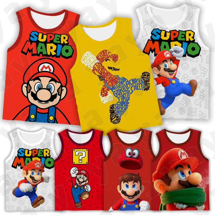 * YAYA * ภาพยนตร์ Super Mario Bros พิมพ์3D ฤดูร้อนเสื้อกล้ามคอลึก Rompi ...