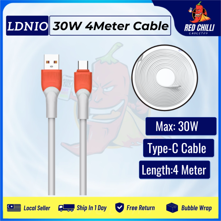 LDNIO LS604 Durable TPE Cables Wires 4 Meters Fast Charging USB Cable ...