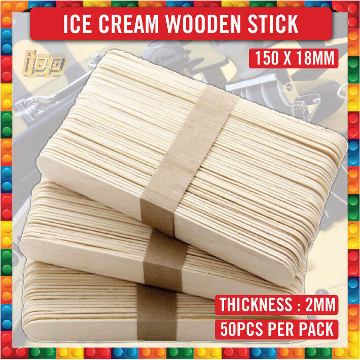 Ice Cream Stick / Batang Ice Cream 150mm x 18mm (50pcs/pkt) | Lazada