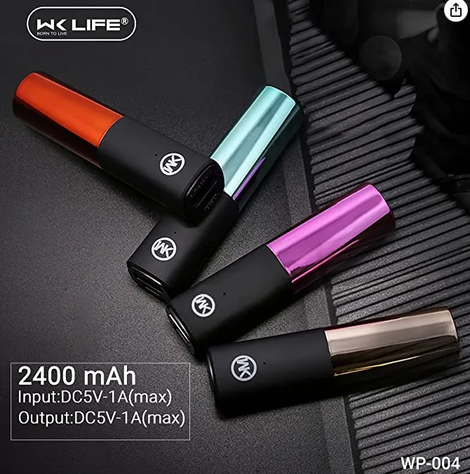NEW design WK powerbanks 2400mAh Lipstick Shape Luxury Power Bank W-004 ...