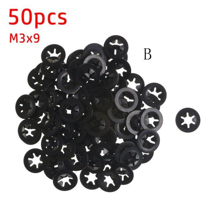 50Pcs Push On Locking Washers Star Lock Clips Kit Fastener Retainer For ...