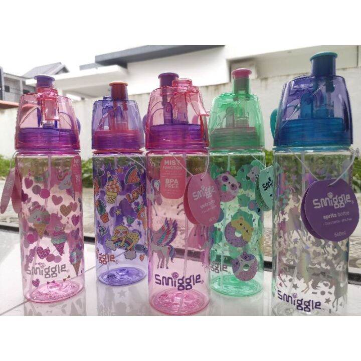 560ml Smiggle Water Bottle Mist Spray Tritan Bottle BPA Free Botol Air Kanak Kanak School Gift ...