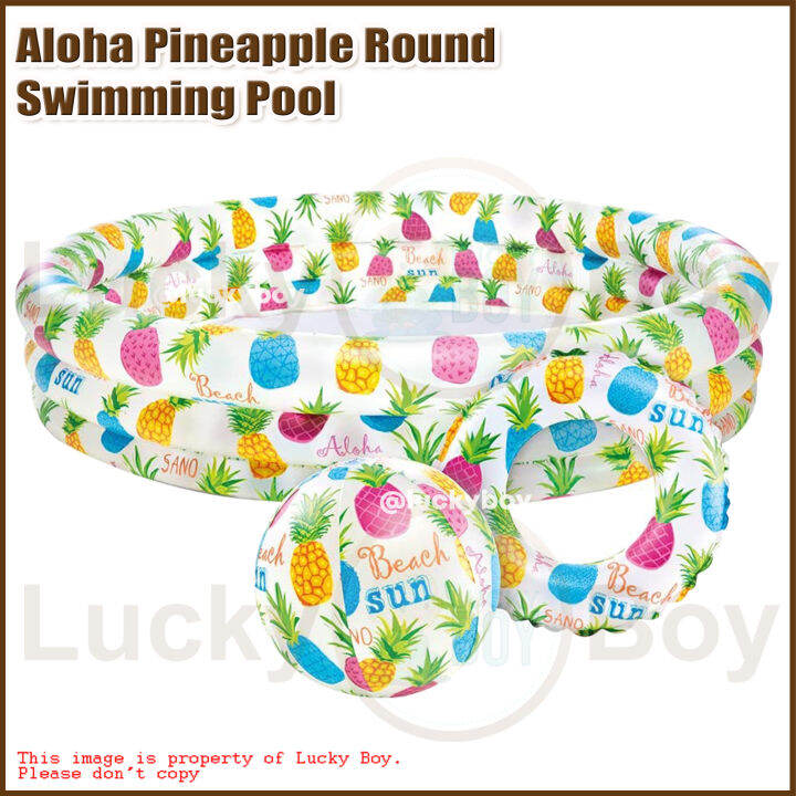 3-Ring Aloha Pineapple Inflatable Pool for Kids 1.32m x 28cm | Lazada PH