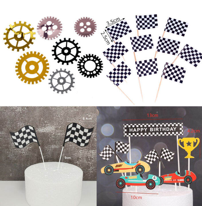 【READY STOCK】Motorcycle flag motor flag black white flag cake Print ...