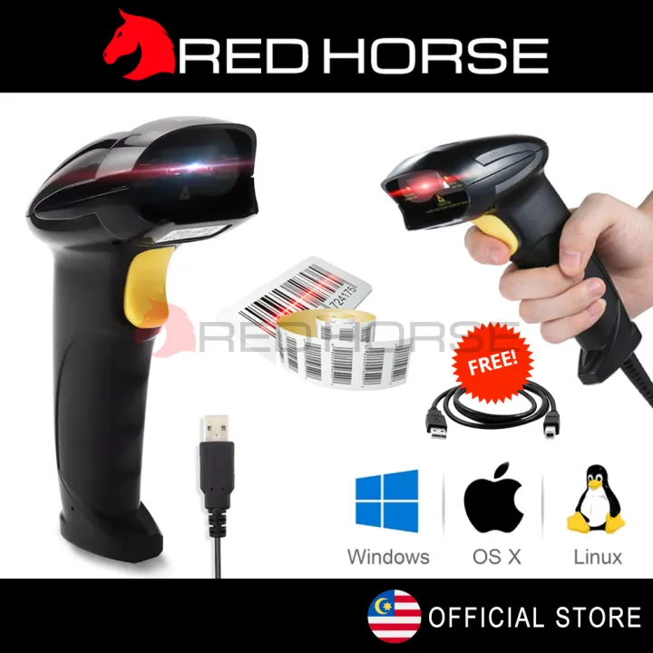 RED HORSE Automatic USB Barcode Scanner Laser Scan Bar Code Reader ...