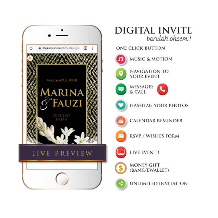 Kad Kahwin Akad Nikah Undangan Majlis Digital Wedding Cards Digital ...
