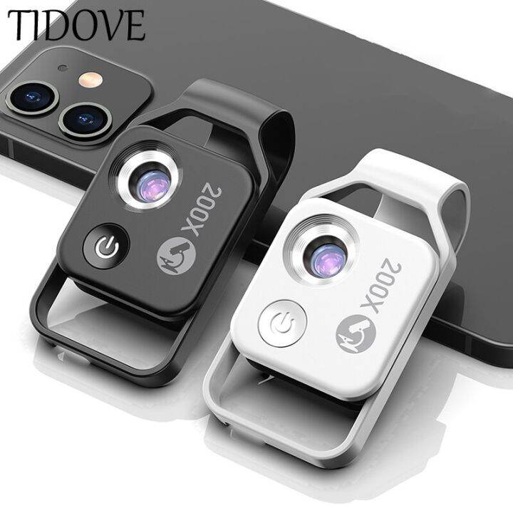 TIDOVE 200X magnification microscope lens with CPL mobile LED Light ...