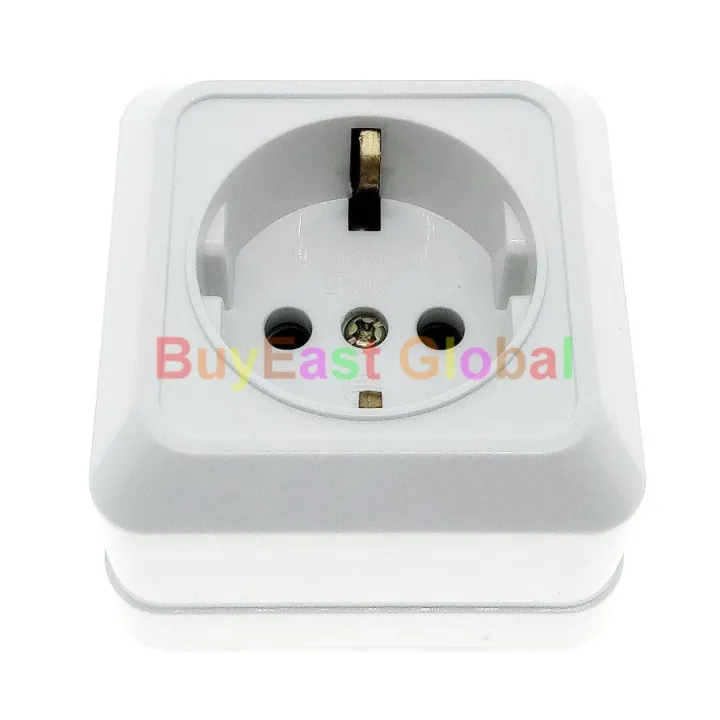 สหภาพยุโรป Schuko (Type F) พื้นผิวติดผนังเต้ารับไฟฟ้า Outlet Max AC 250 ...