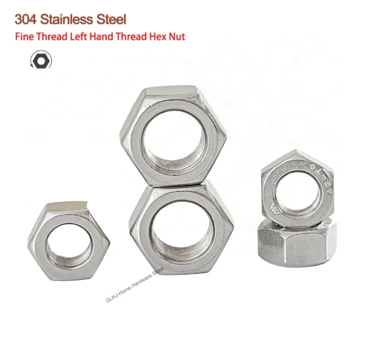 M6 M24 Left Hand Thread Fine Thread Hex Nut 304 Stainless Steel Reverse ...